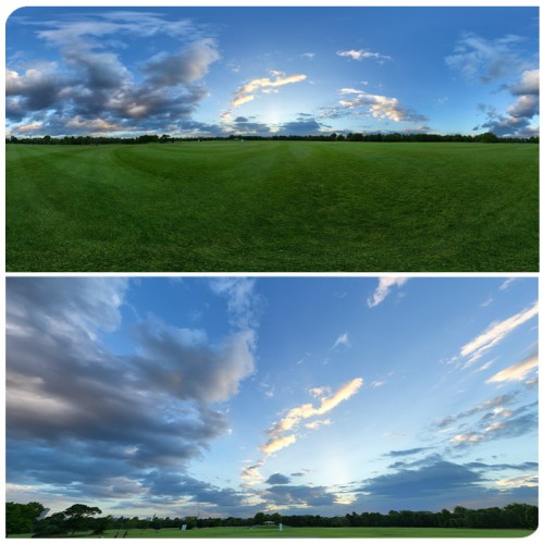 360 HDRI panorama of Blue Hour in 30k, 16k and 4k resolution