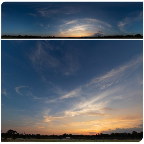 360 HDRI panorama of Golden Sunset in 30k, 15k and 4k resolution