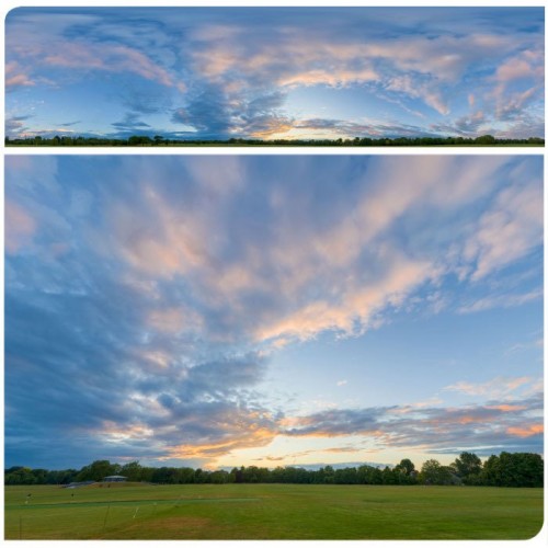 360 HDRI panorama of Golden Sunset in high 30k, 15k or 4k resolution