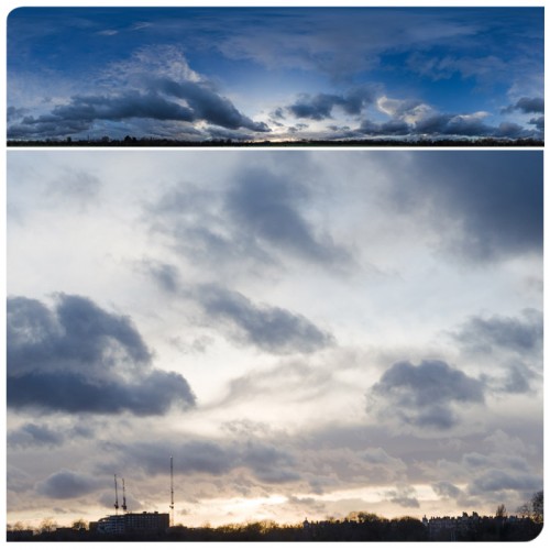 360 HDRI panorama of Pink Sunset in 30k, 16k and 4k resolution