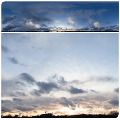 360 HDRI panorama of Pink Sunset in 30k, 16k and 4k resolution