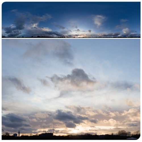 360 HDRI panorama of Pink Sunset in 30k, 16k and 4k resolution