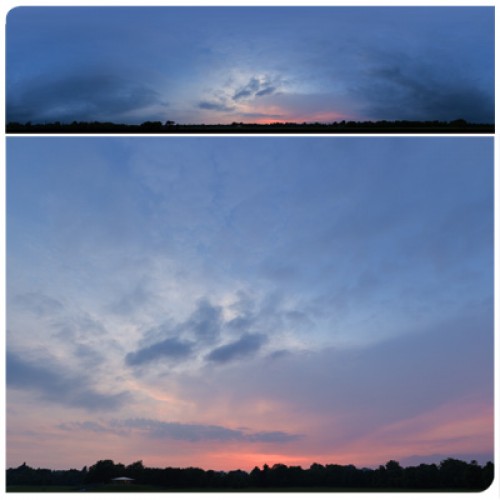 360 HDRI panorama of Red Sunset in 30k, 15k and 4k resolution