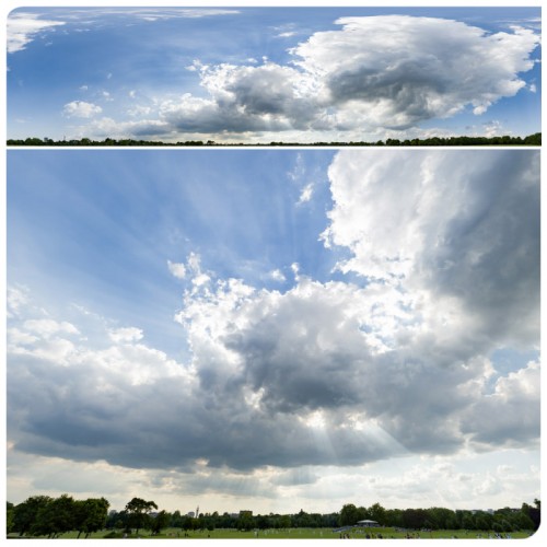 360 HDRI panorama of Storm & God Rays in 30k, 16k and 4k resolution